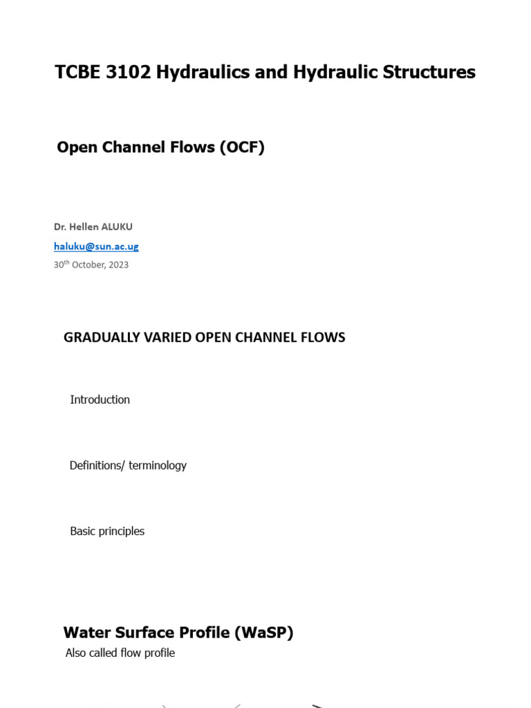 TCBE 3102 - Open Channel Flow1 | PDF | Chemical Engineering | Dynamics (Mechanics)