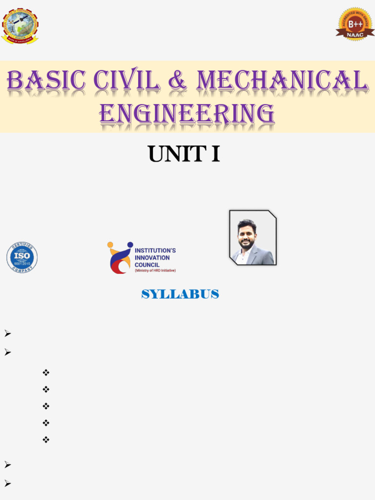 Basic Civil & Mechanical Engineering Unit-1 | PDF | Cement | Concrete