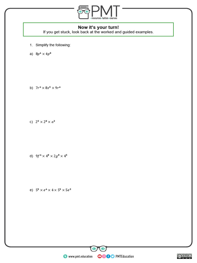 Simplifying Indices Exercises | PDF