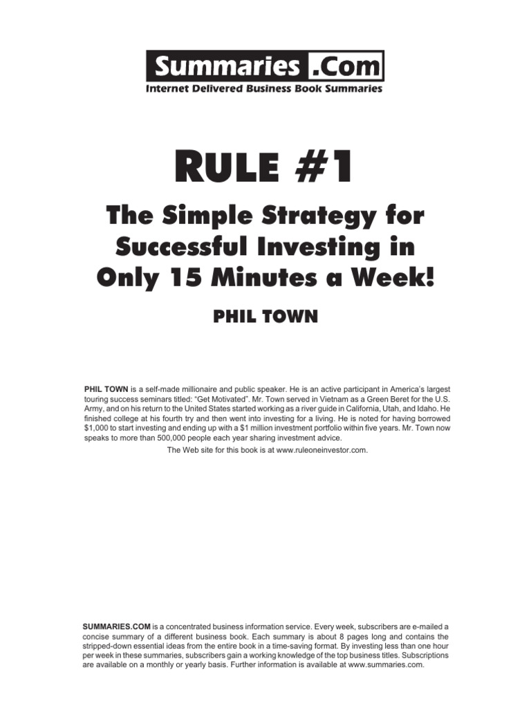 Rule-1 - Phil Town | PDF | Investing | Price–Earnings Ratio