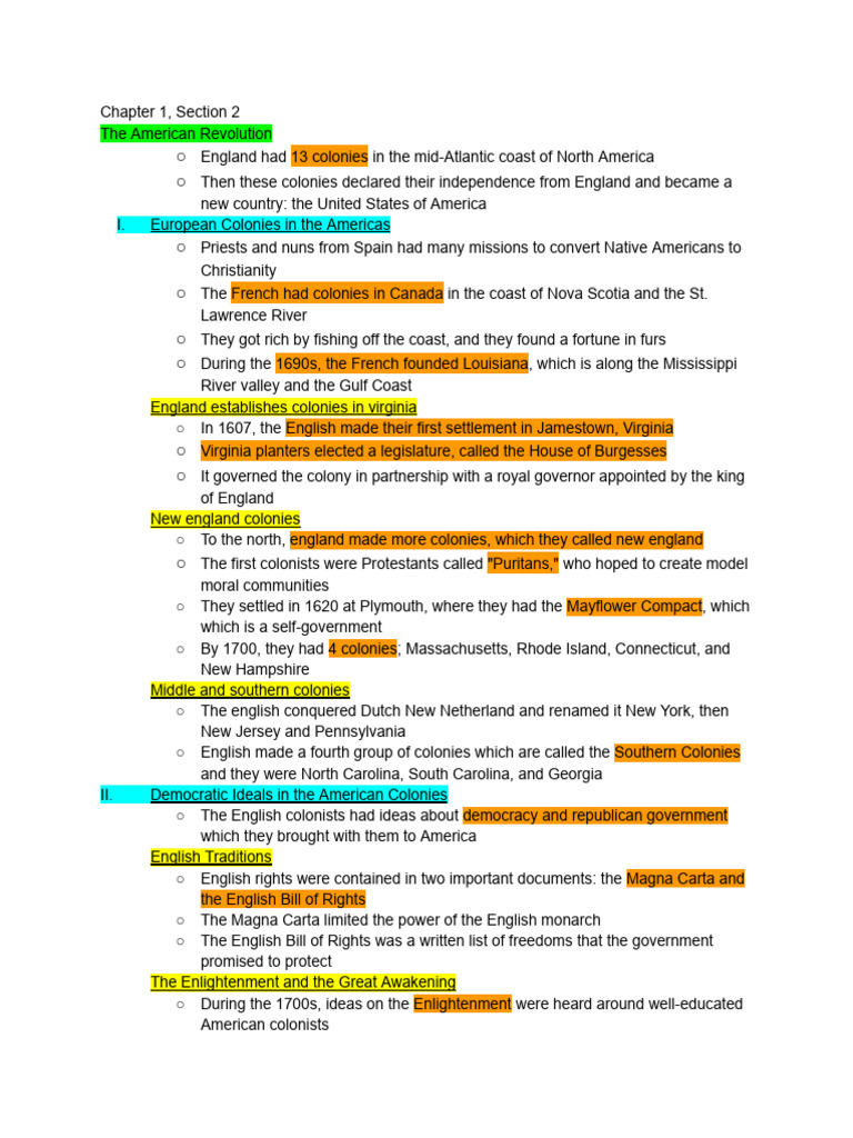 Overview of the American Revolution | PDF | Thirteen Colonies | Kingdom ...