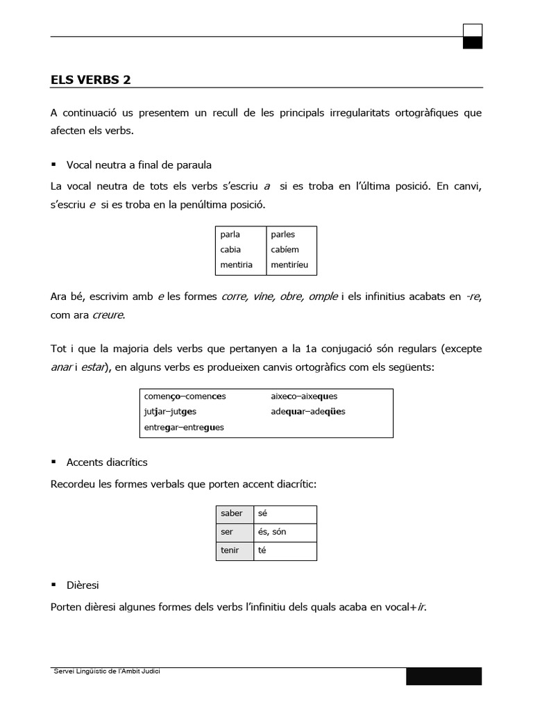 Els Verbs 2 | PDF