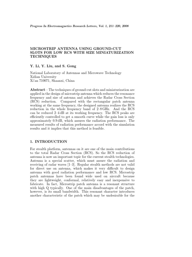 Micro strip antenna | PDF | Antenna (Radio) | Waves
