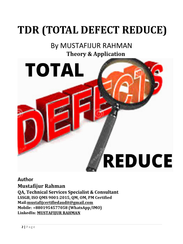 (TDR) Total Defect Reduce Method | PDF | Business