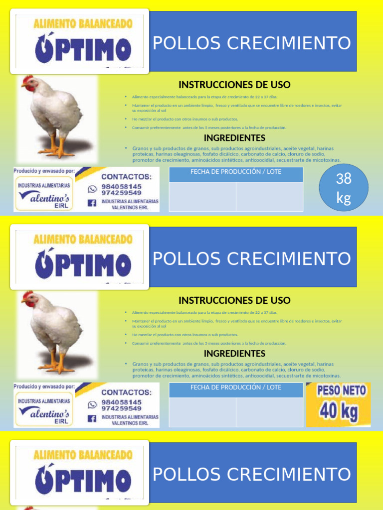 optimo pollo crecimiento | PDF | Alimentos | Sustancias químicas