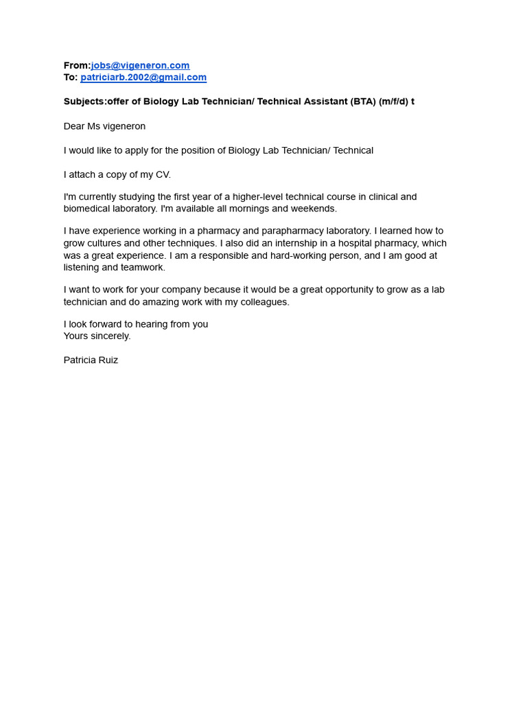 A Covering Email | PDF