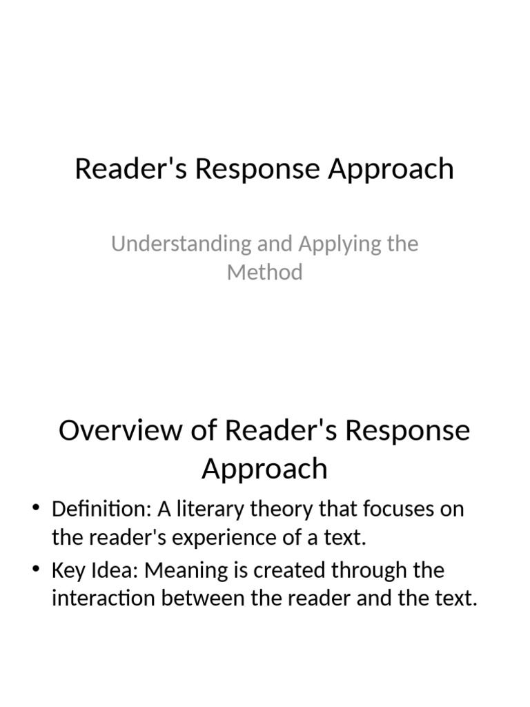 Readers Response Approach | PDF