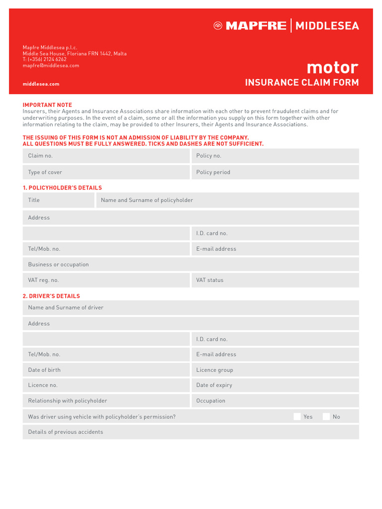 Insurance Claim Form Instructions | PDF | Insurance