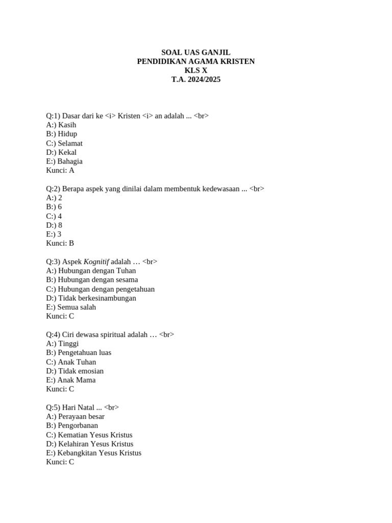 Soal UAS Kls X Ganjil 2024 | PDF