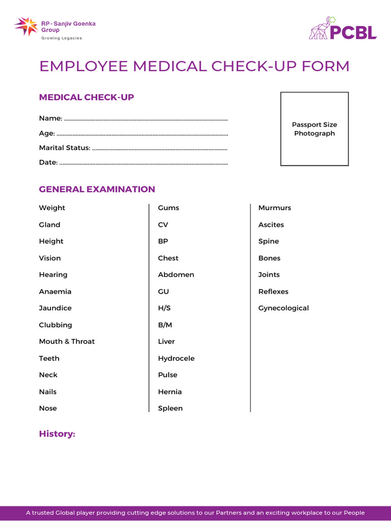 Medical Checkup Form PCBL | PDF | Medical Specialties | Clinical Medicine