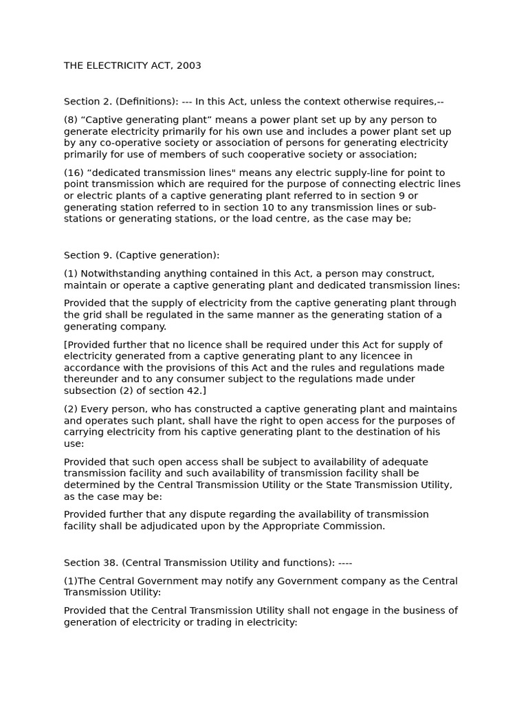 Provisions For CPP in Electricity Act | PDF | Subsidy | Electric Power ...