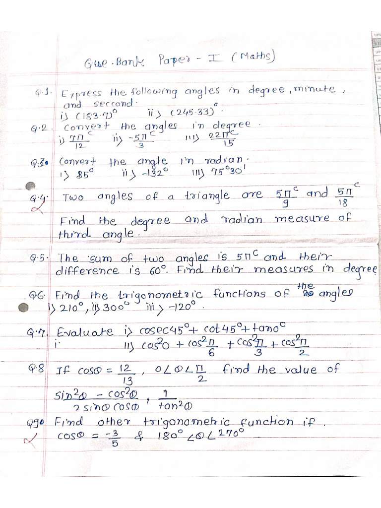 Mathematics Question Bank 11th | PDF