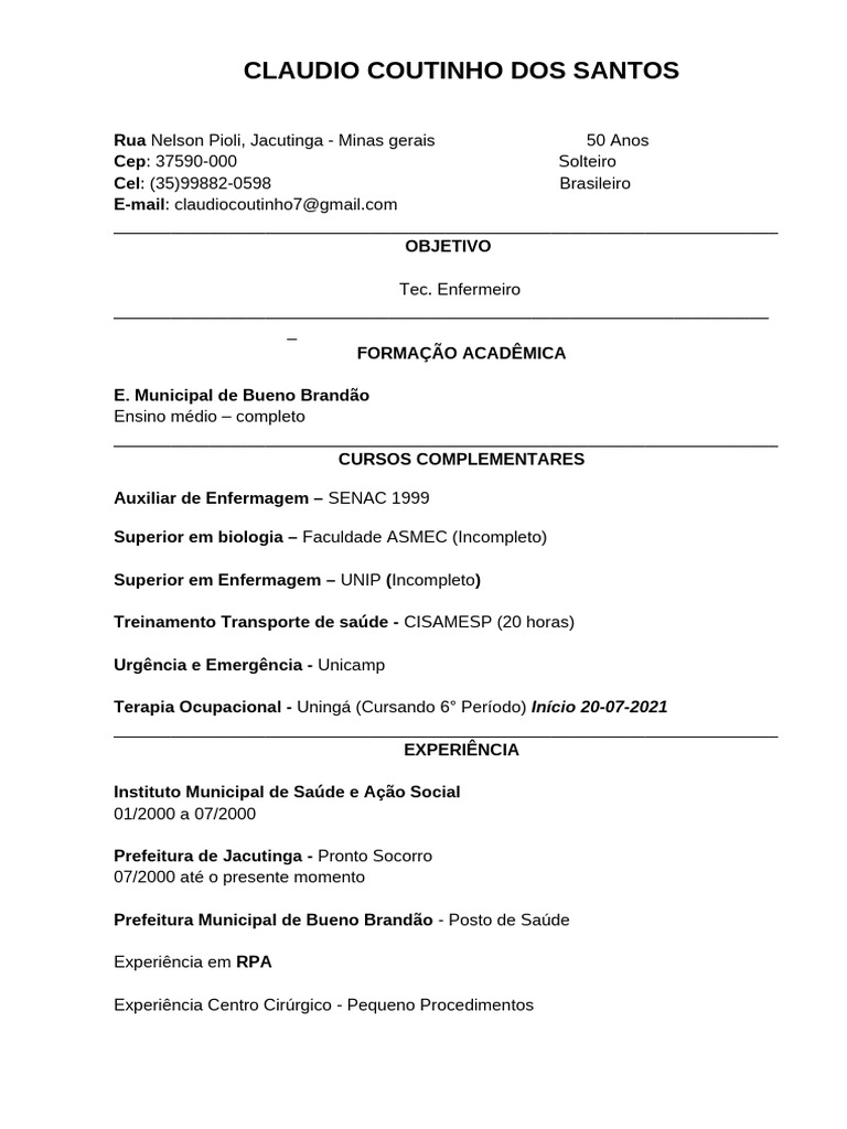Curriculum Claudio - Atualizado 2024 | PDF