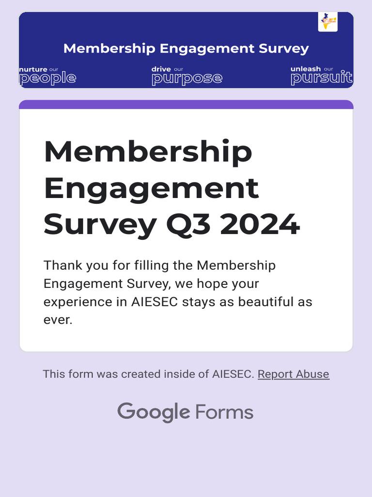 AIESEC Membership Engagement Survey Q3 2024 | PDF