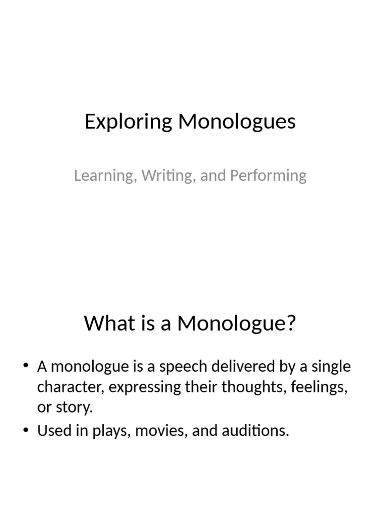 Mastering Monologues: Writing & Performance | PDF