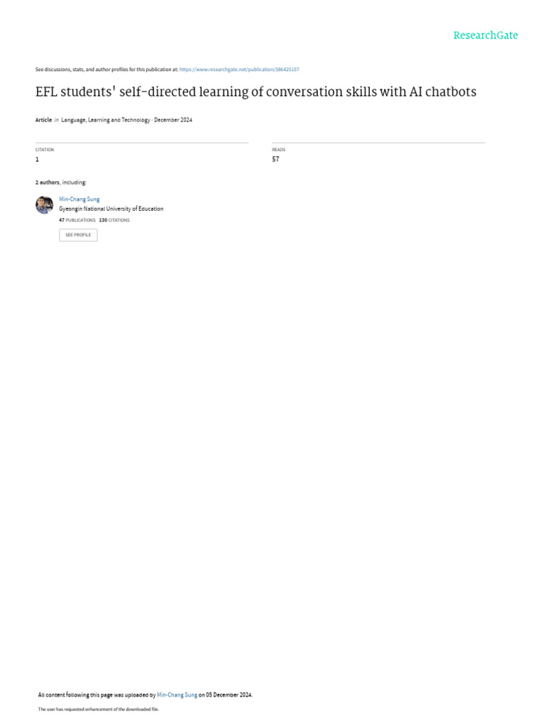 LLT Selfdirectedlearningofchatbot | PDF | Learning | Metacognition