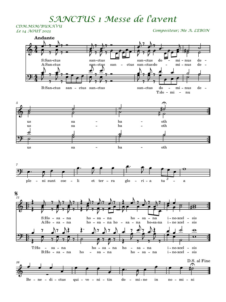 A SANCTUS 1 Messede L'avent | PDF