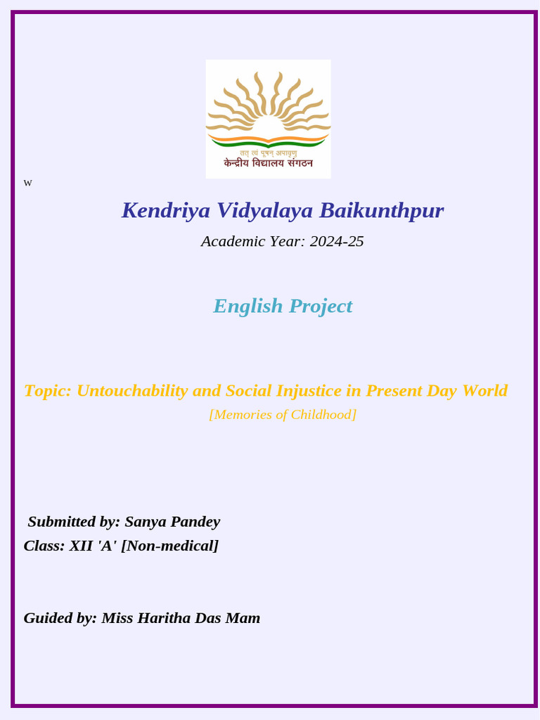 Untouchability & Social Injustice Project | PDF