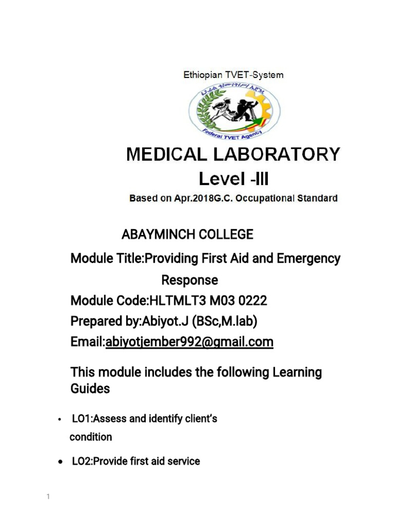 1st Aid For L-III Lab (LO2) | PDF