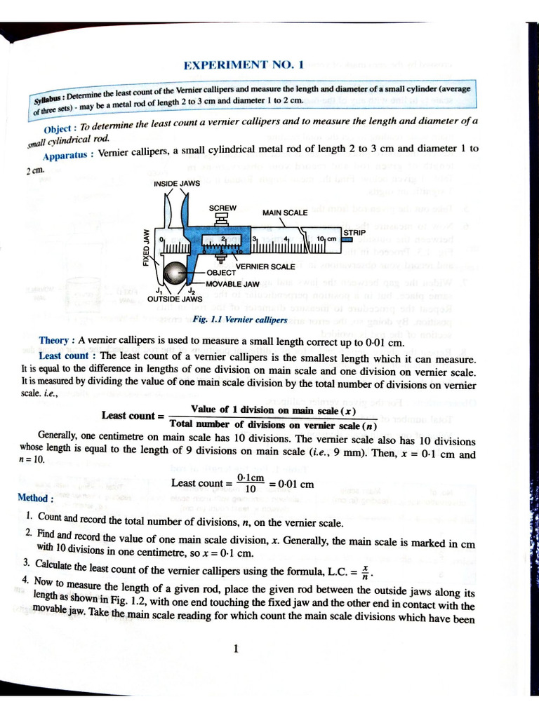 Experiment 1 Class IX | PDF