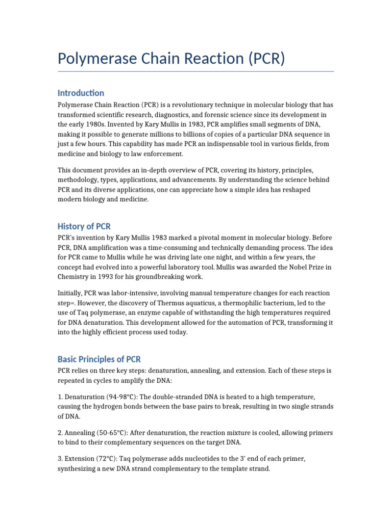 Polymerase_Chain_Reaction_Document | PDF | Polymerase Chain Reaction | Real Time Polymerase ...