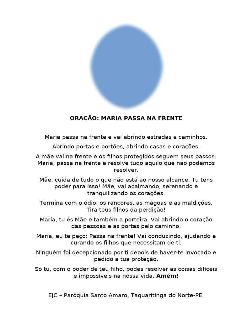Oração Maria Passa na Frente: Proteção e Guia | PDF