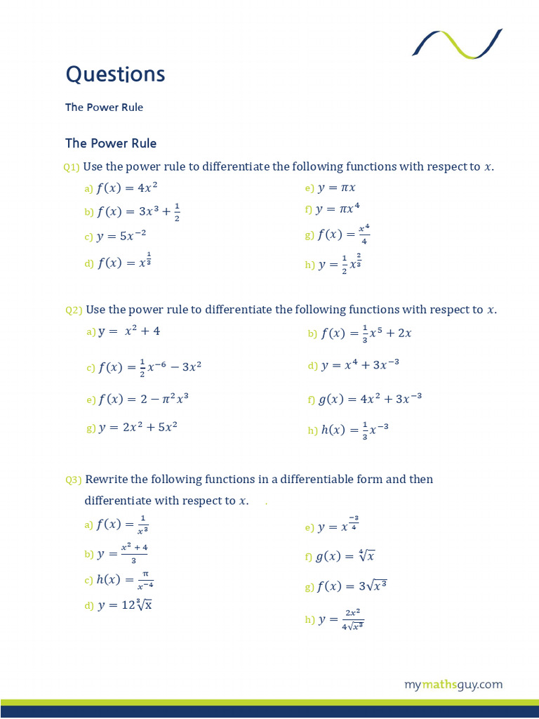 The-Power-Rule-Questions | PDF