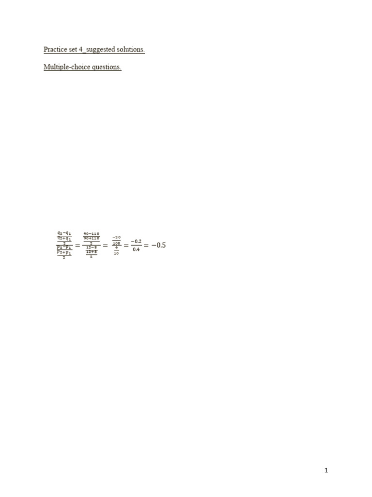 Practice Set 4 - Suggested Solutions | PDF | Elasticity (Economics ...