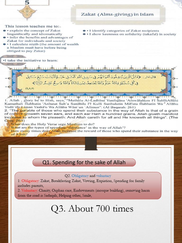 Zakah Alms Giving in Islam - Reference Notes | PDF