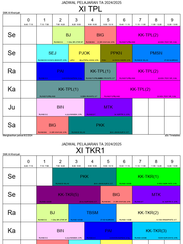 Jadwal Kelas Xi New | PDF