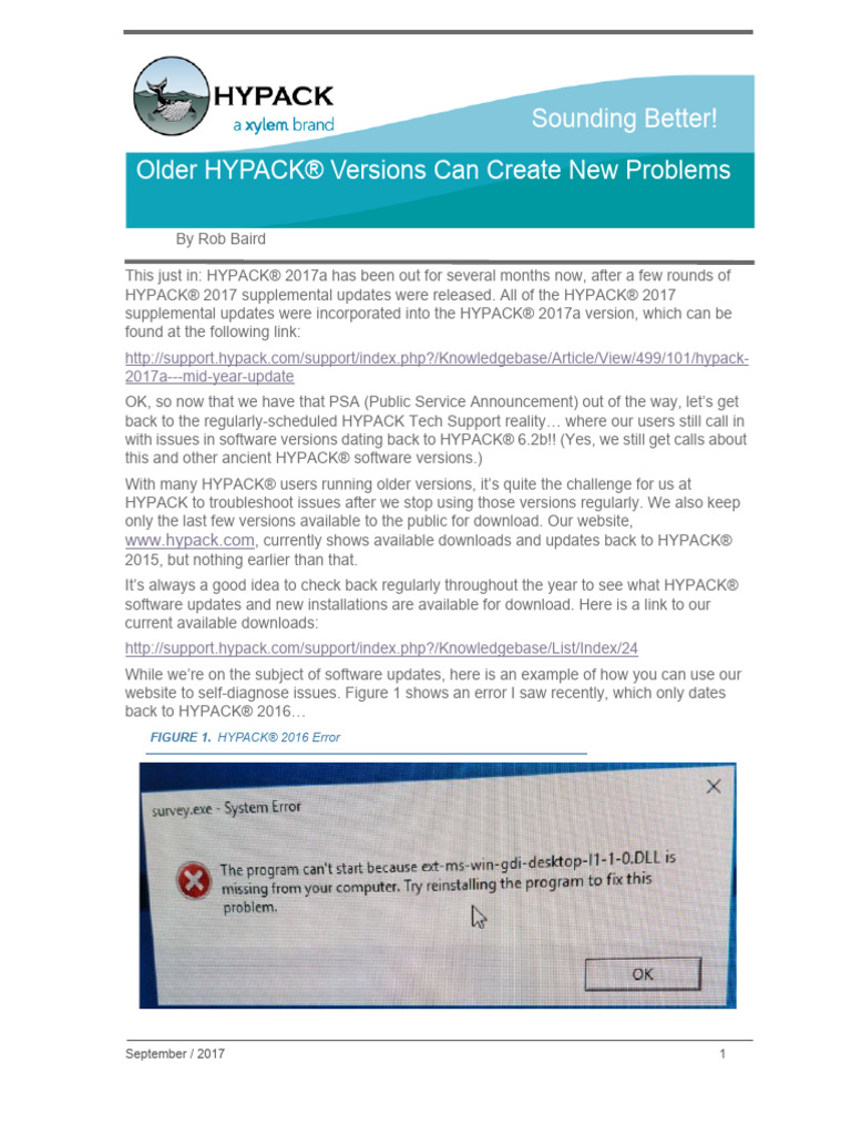 Older HYPACK Versions Can Create New Problems | PDF | Technical Support ...