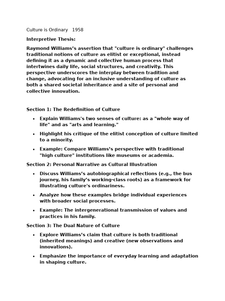 Culture is Ordinary 1958 Draft notes | PDF | Working Class | Liberal ...