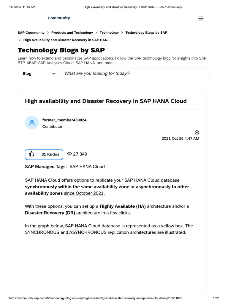 High availability and Disaster Recovery in SAP HAN... - SAP Community ...