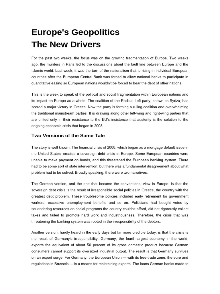 Europe's Geopolitics | PDF | Austerity | Great Depression