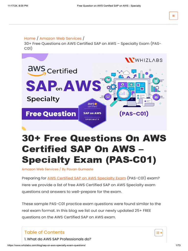 Free Question On AWS Certified SAP On AWS - Specialty | PDF | Cloud ...