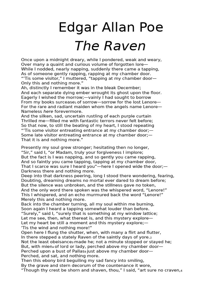 Edgar Allan Poe: The raven | PDF | The Raven | Religious Belief And Doctrine