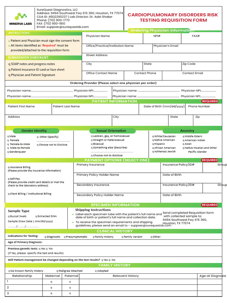 Cardiopulmonary NGS Testing Requisition Form | PDF | Respiratory ...