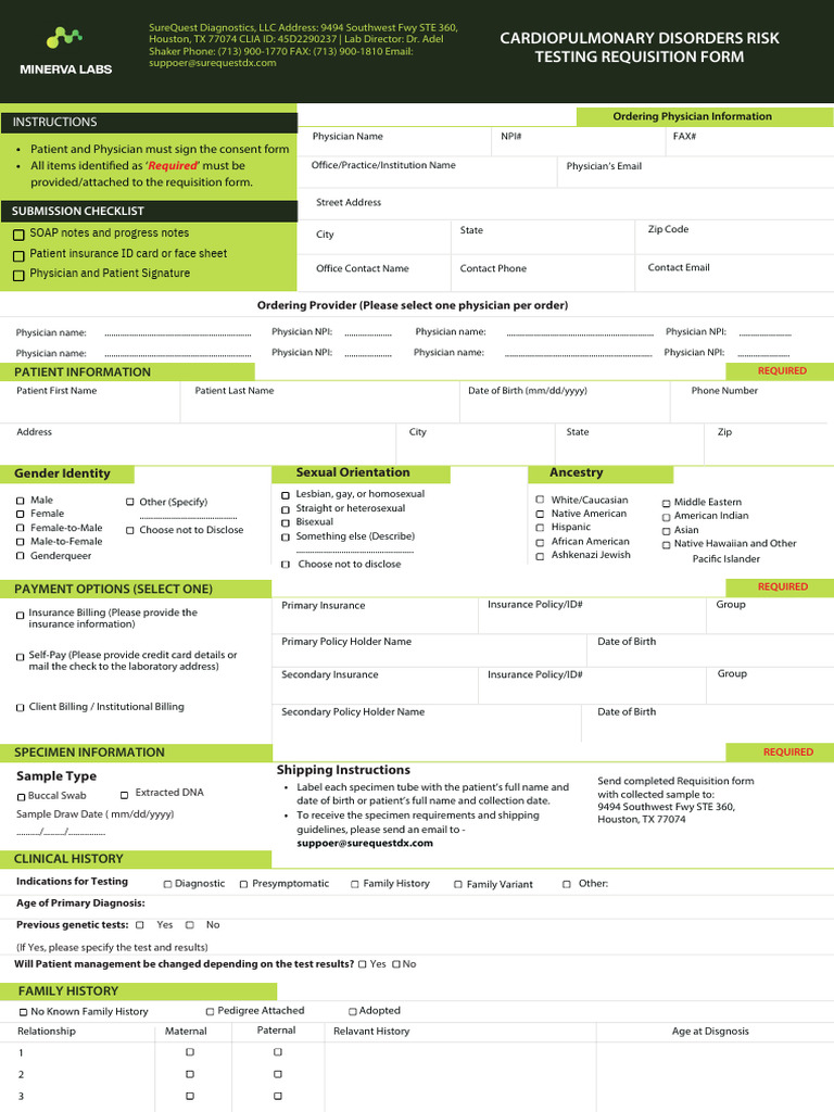 SureQuest Diagnostics Requisition Form | PDF | Respiratory Diseases ...