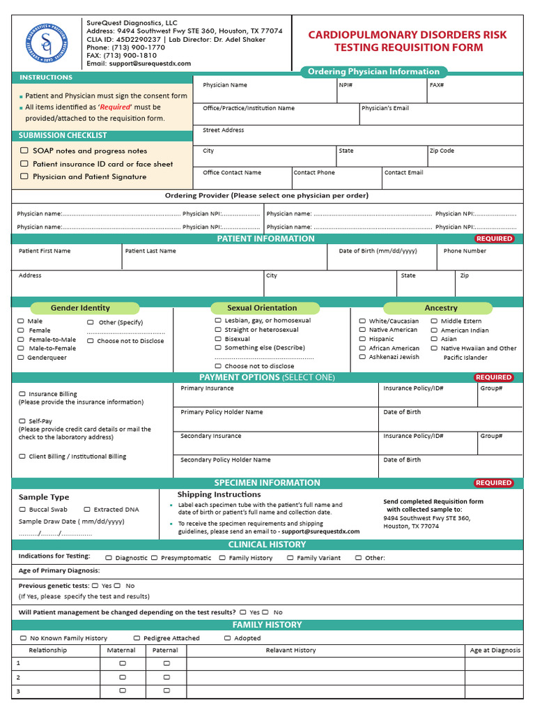 Cardiopulmonary NGS Testing Requisition Form (1) | PDF | Respiratory ...