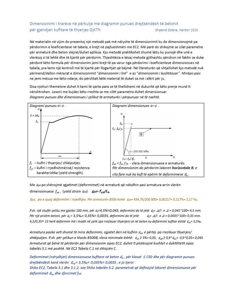 Dimensionimi I Trarëve Në Përkulje Me Diagramin Punues Drejtkëndësh Të ...
