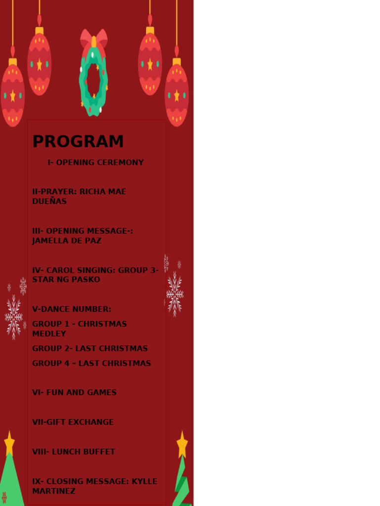 Christmas Celebration Program Outline | PDF