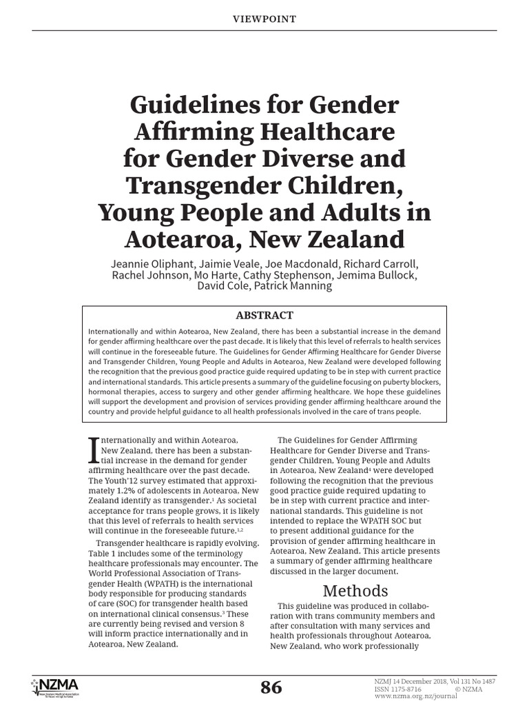 Gender Affirming Healthcare Guidelines NZ | PDF | Transgender ...