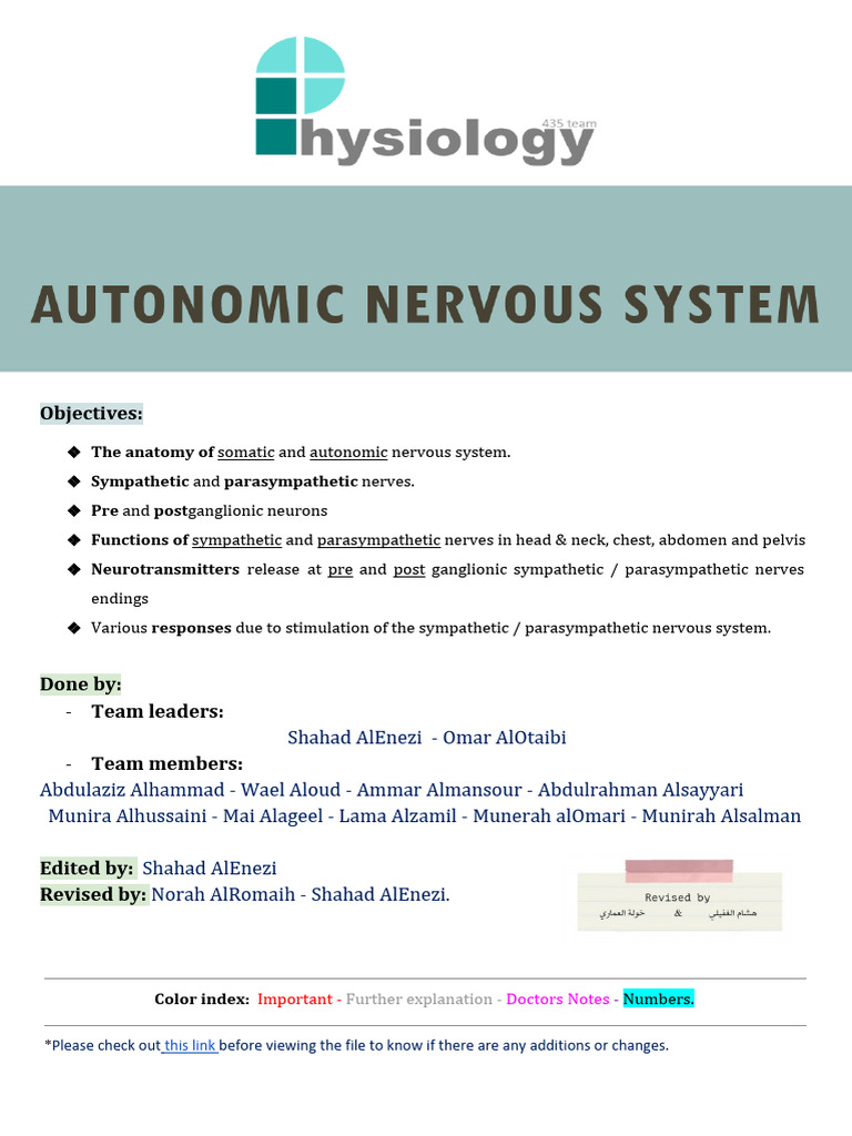 3 - ANS. (Final) | PDF | Acetylcholine | Motor Neuron