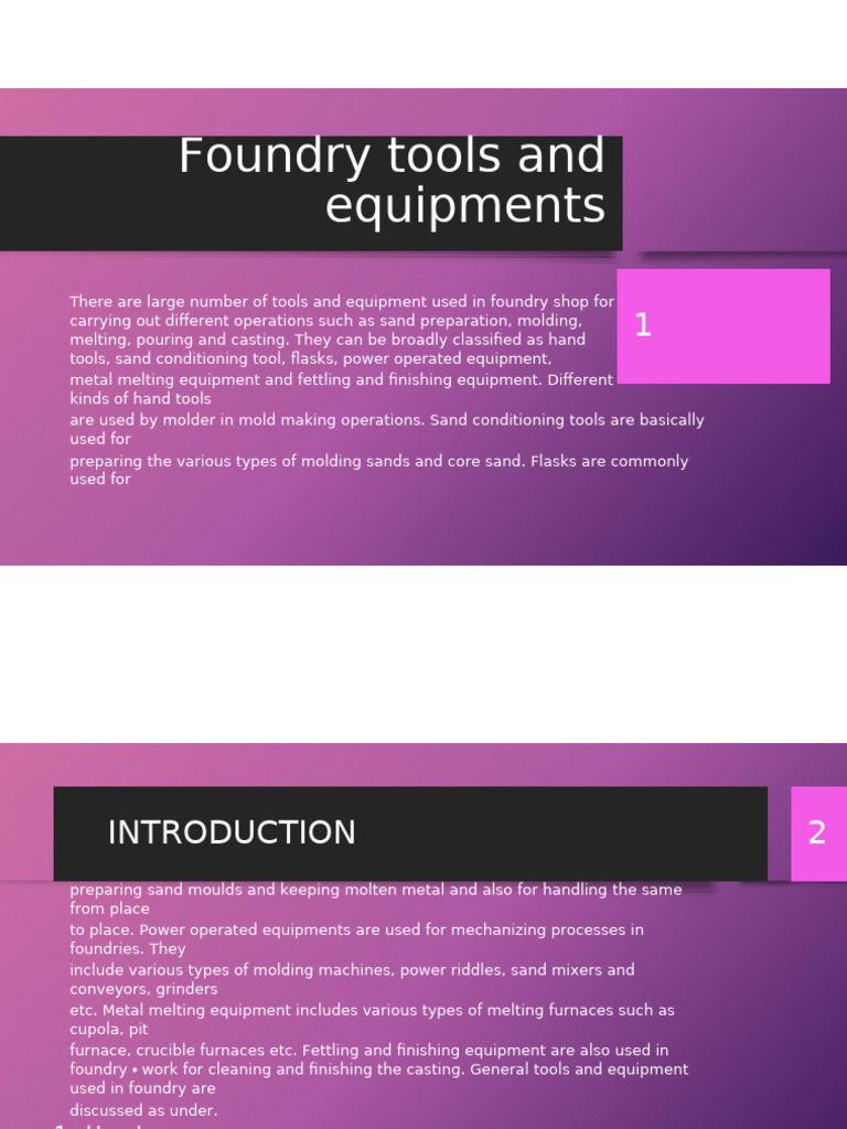 Foundry Tools and Equipments | PDF | Foundry | Metalworking