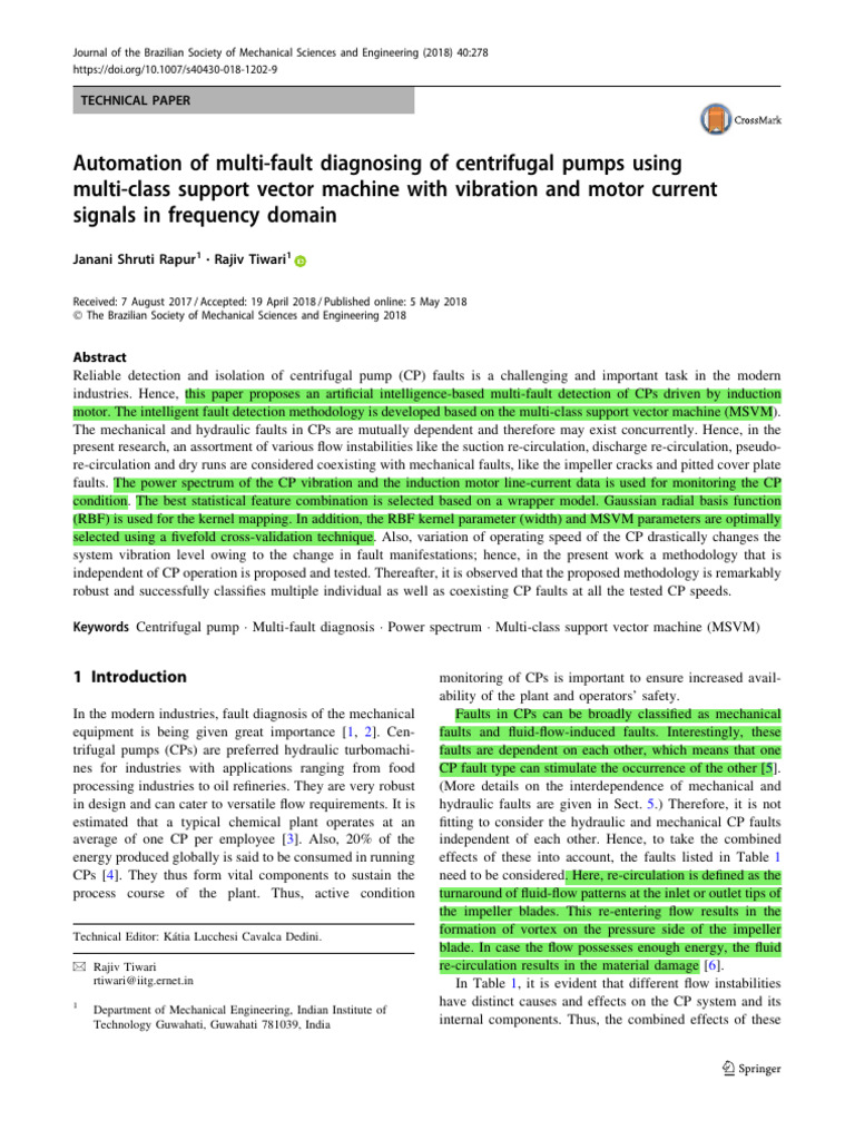 Automation of Multi-fault Diagnosing of CPs Using_multi-class SVM With Vibration and Motor ...