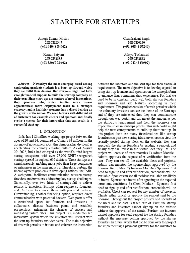 TARP Final Report | PDF | Startup Company | Small Business & Entrepreneurs