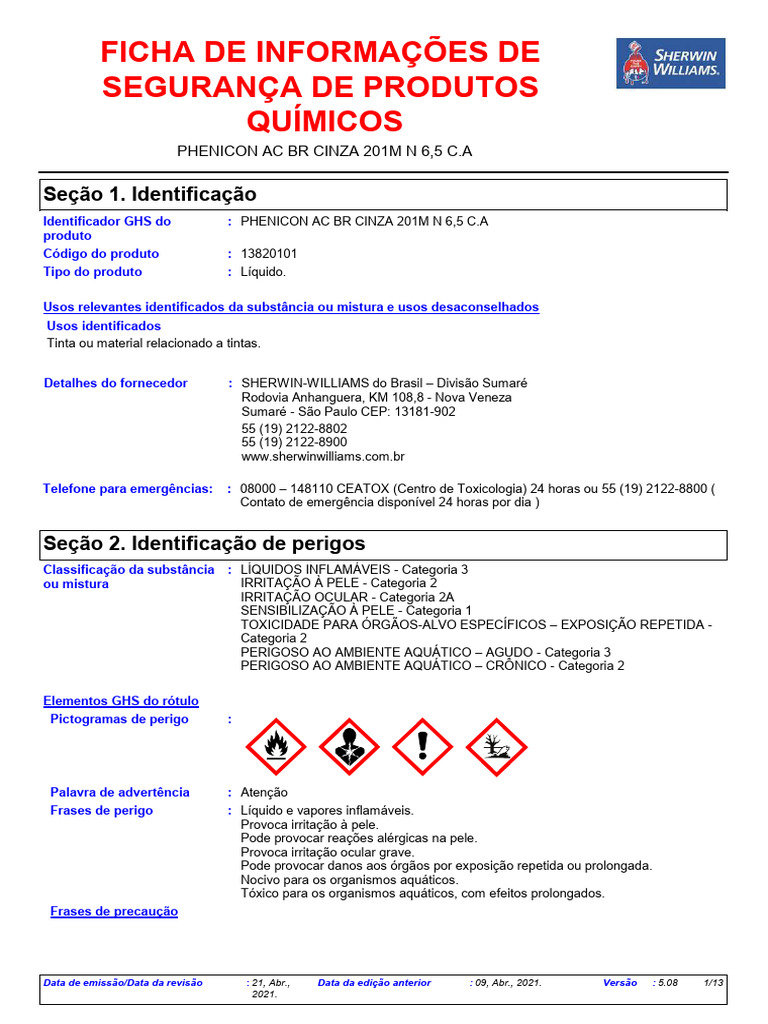 22 - Tinta Époxi Phenicon AC BR CINZA - SHERWIN WILLIAMS | PDF