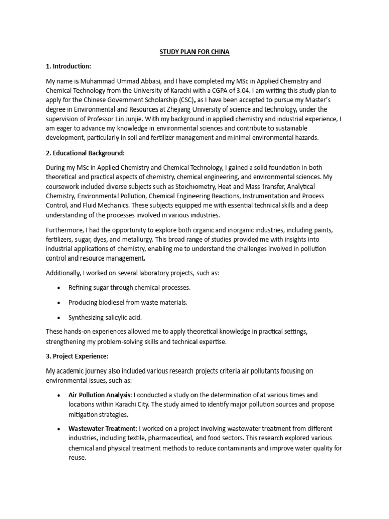 Study Plan for Environmental MSc in China | PDF | Sustainability ...