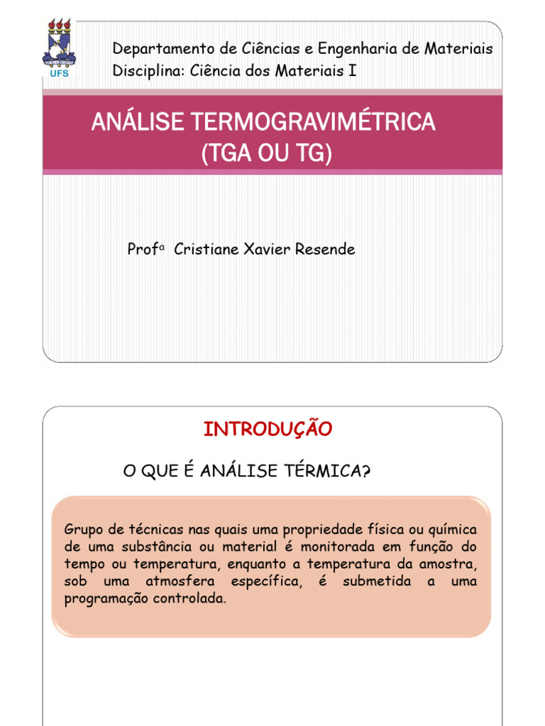 Analise Termogravimetrica Tga Ou TG | PDF | Análise térmica | Análise ...