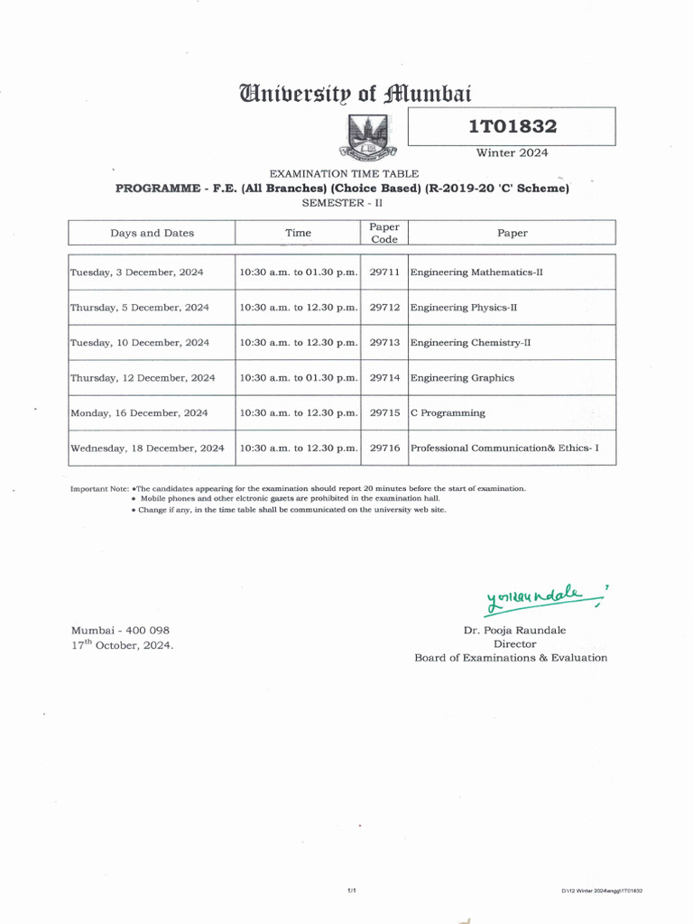 SEM_I_II_III_IV_V_VI_VII_exam_time table _dec_2024 | PDF